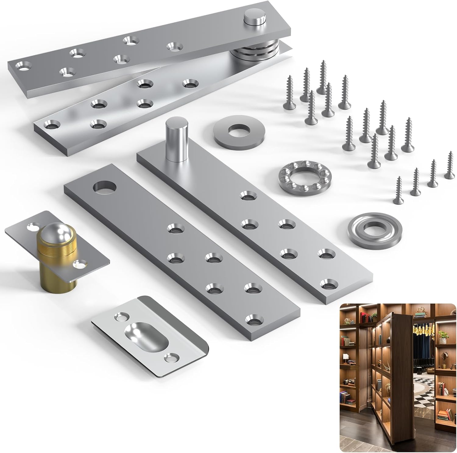 TheElves Door Hinges,Stainless Steel Hidden Door Hardware,360 Degree ...