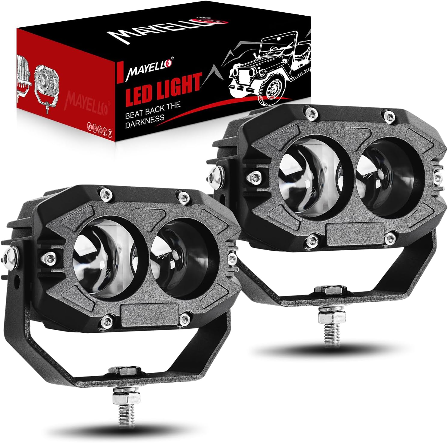 Amazon.com: MAYELLO 4 Inch Square LED Pods - 60W White Spot Beam Off ...