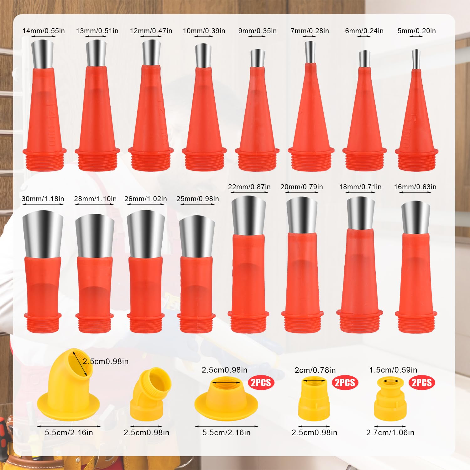 24pcs Universal Integrated Rubber Nozzle Tool Kit, Reusable Caulking ...