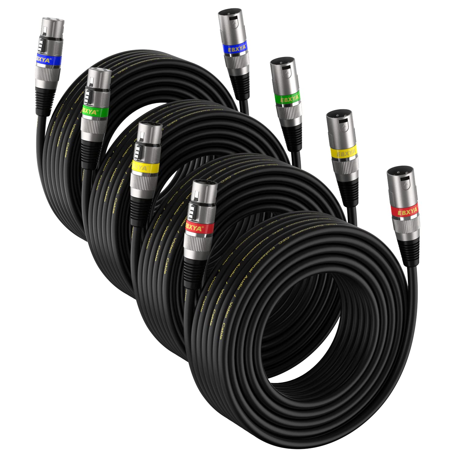 Snapklik.com : EBXYA XLR Cable 20ft 4 Pack - Mic Cables Balanced DMX ...