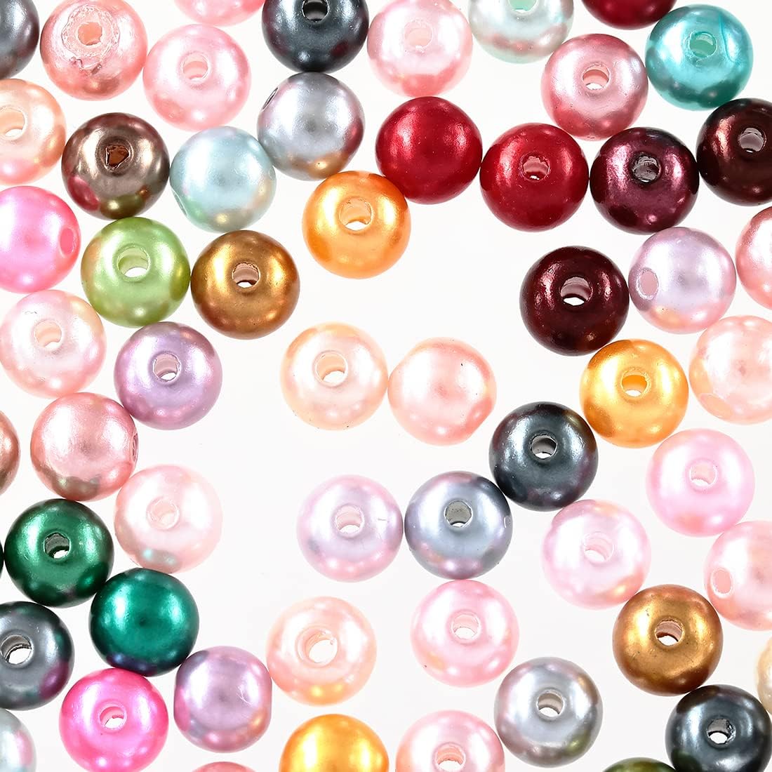 Amazon.co.jp: ファイニエ パール ビーズ 8mm 丸 500個 穴あり ミックス ハンドメイド アクセサリー パーツ ...