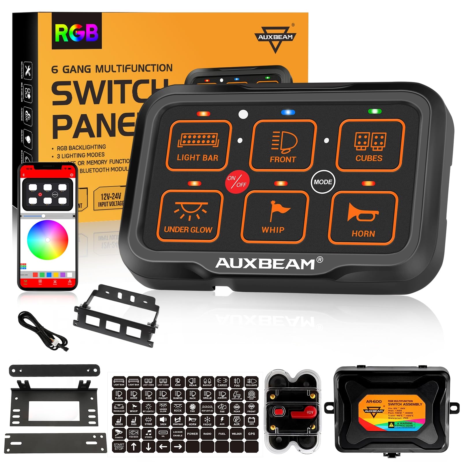 Snapklik.com : 6 Gang Switch Panel Bluetooth AR-600 RGB Large Button ...