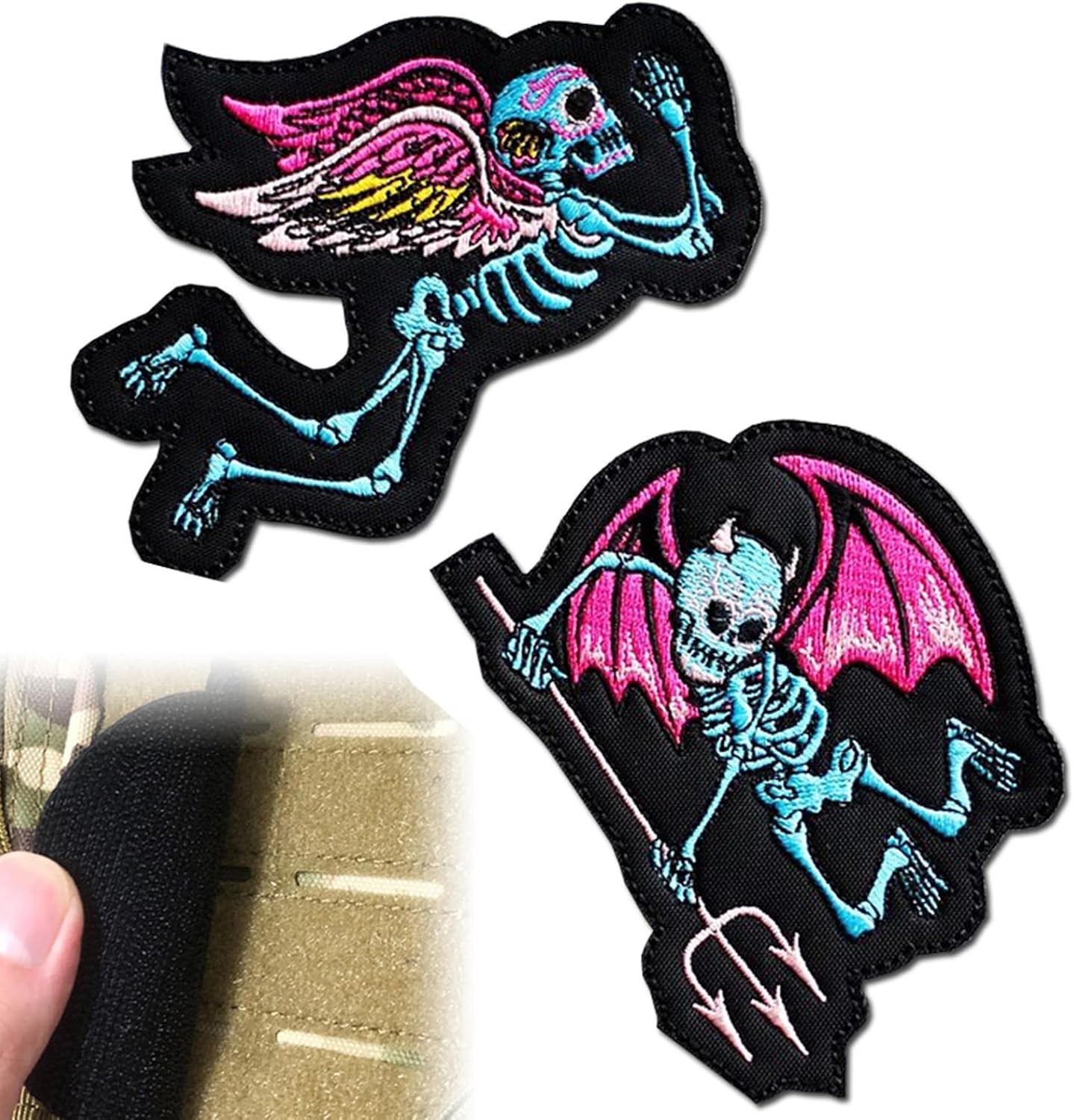 Amazon.com: Yuppies Skeleton Hook and Loop Embroidered Patches(Angel ...