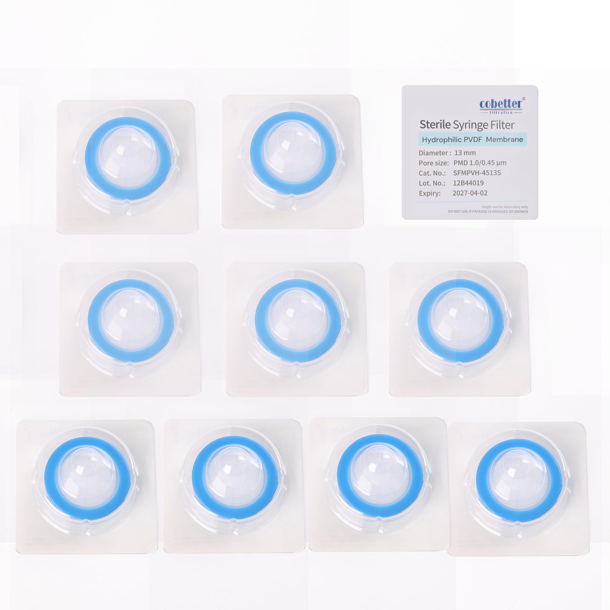 COBETTER 100 pcs/PK Sterile Syringe Filter Double-Layer Hydrophilic ...