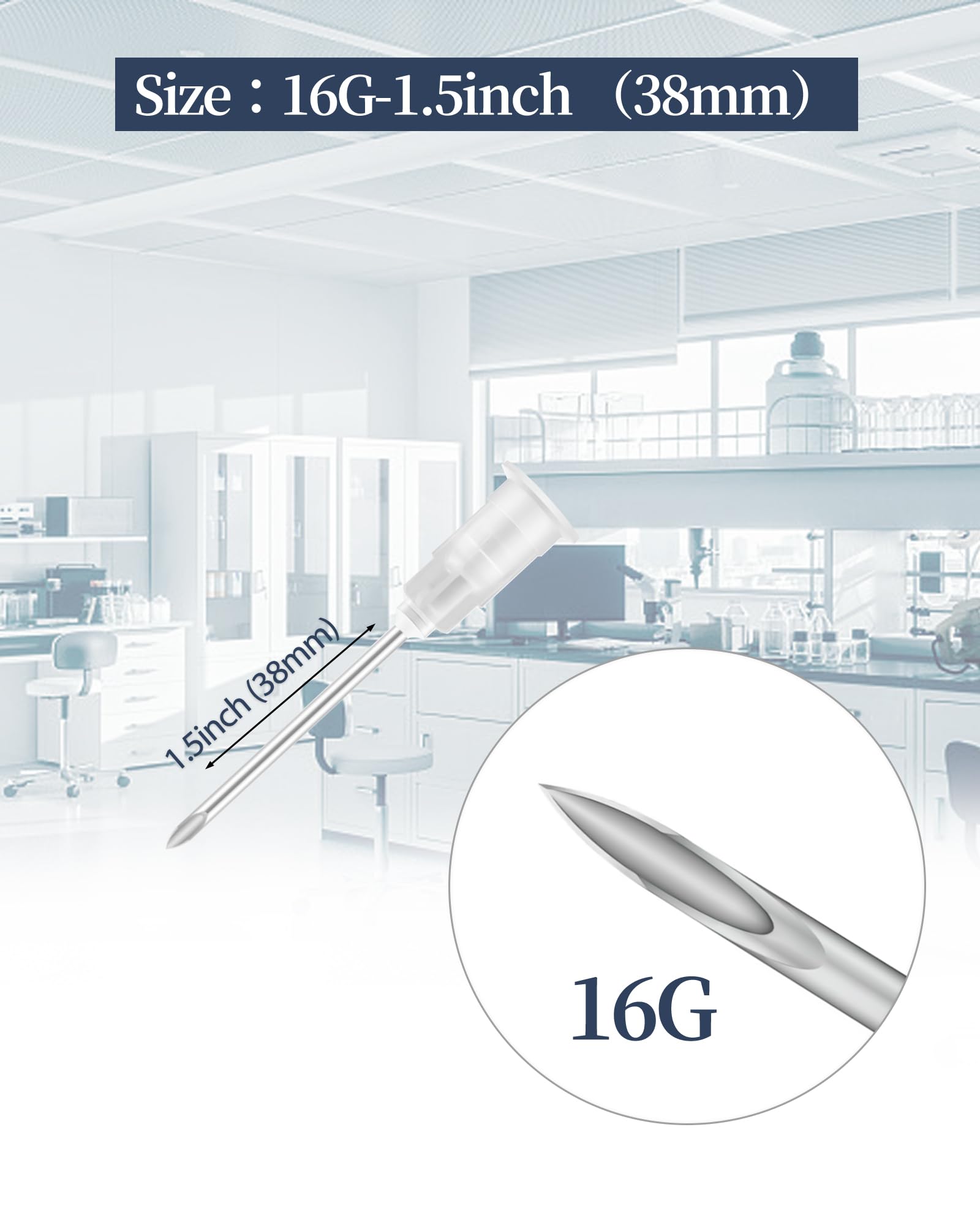 Snapklik.com : 16 Gauge 1.5 Inch Disposable Needles -100 Pcs Luer Lock ...