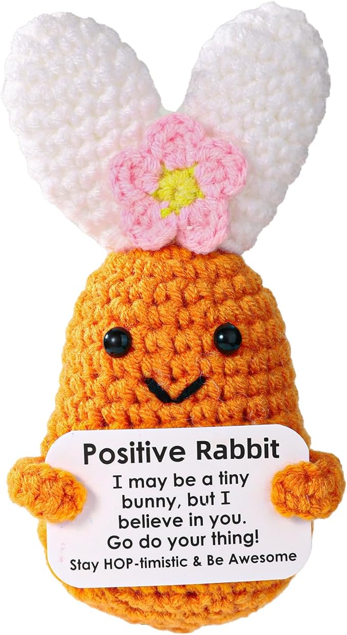 Amazon.com: TOYMIS Positive Crochet Bunny, Emotional Doll Support Bunny ...