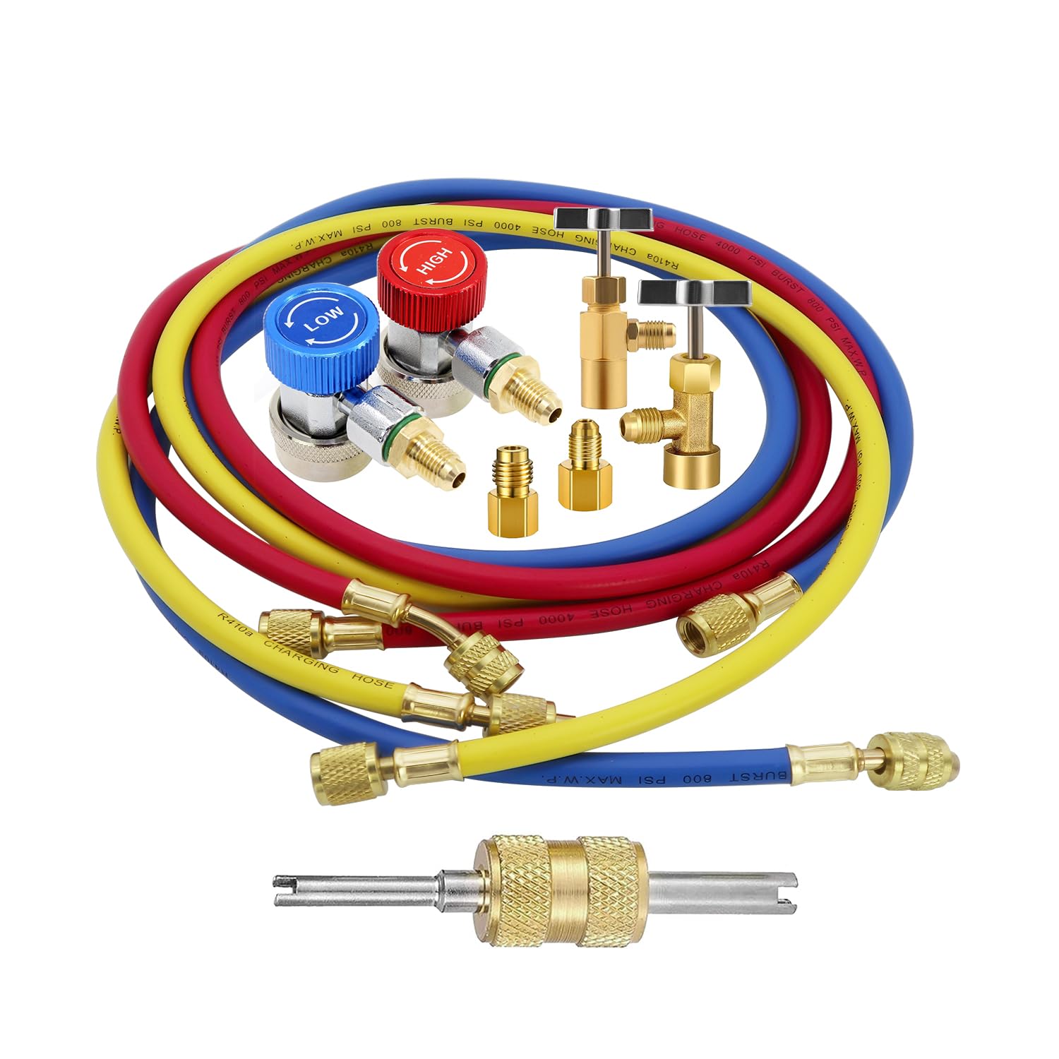 Snapklik.com : 60" AC Refrigerant Gauge Hose Set Works