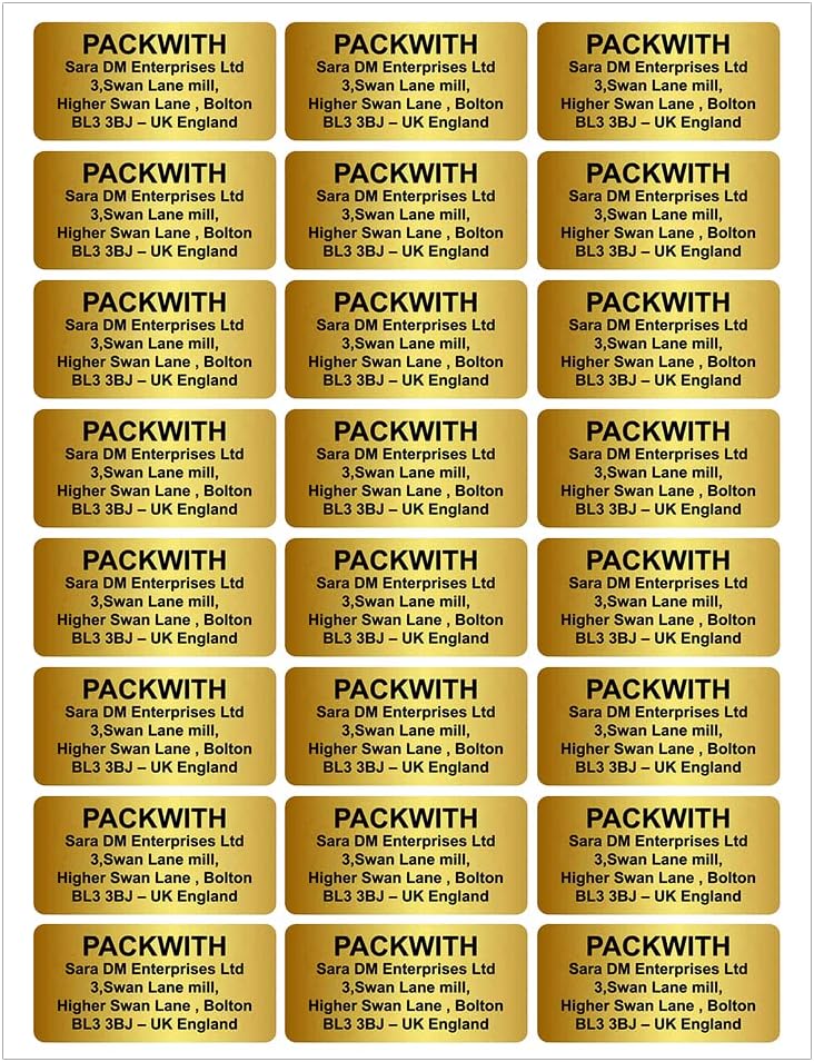 260 Personalised Gold Metallic Color - Address Labels -Custom Matt 65 ...