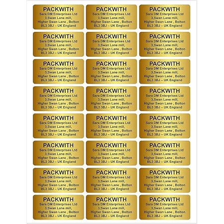 Gold Personalised Address Labels 24 Labels Per Sheet A4 (64 x 33 mm ...