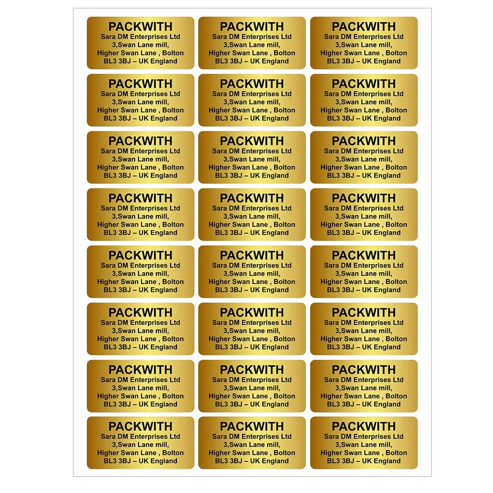 Gold Personalised Address Labels 24 Labels Per Sheet A4 (64 x 33 mm ...