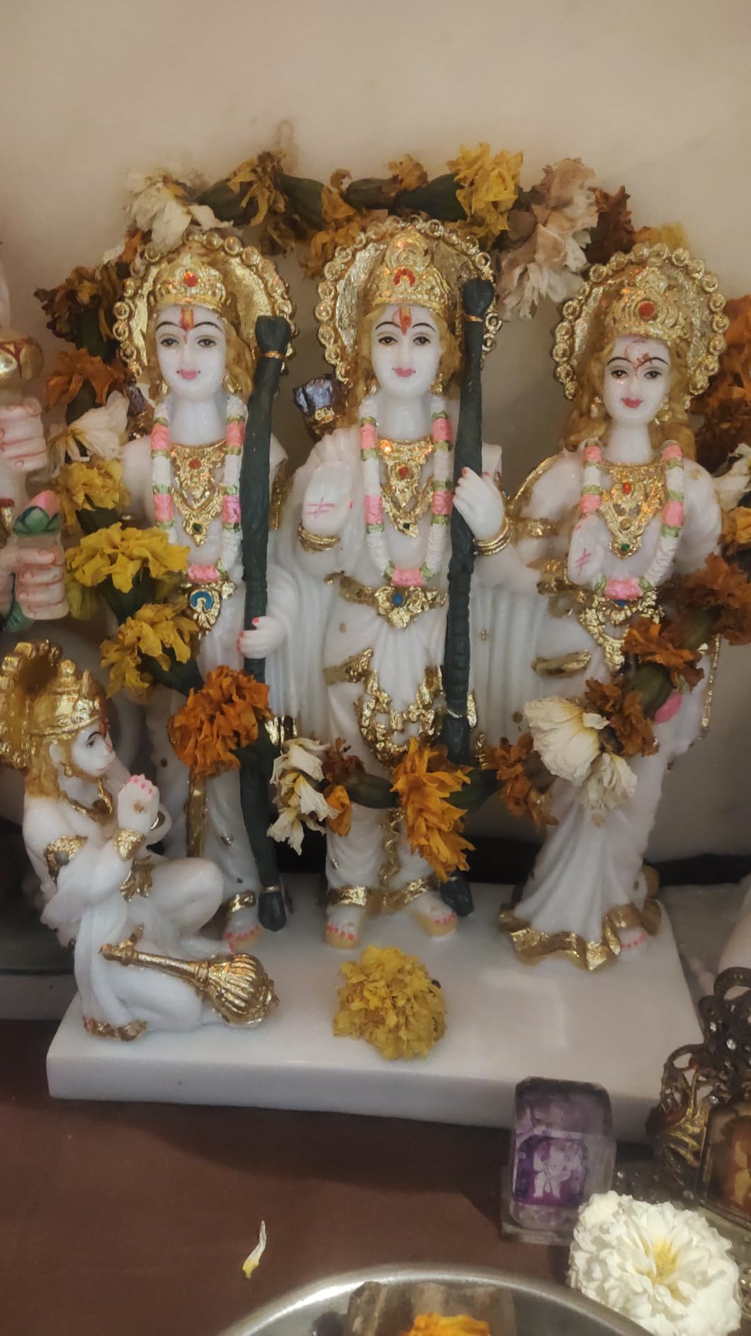 Buy S patnaik Gold Plated Ram Darbar Murti for Home Temple Marble ...