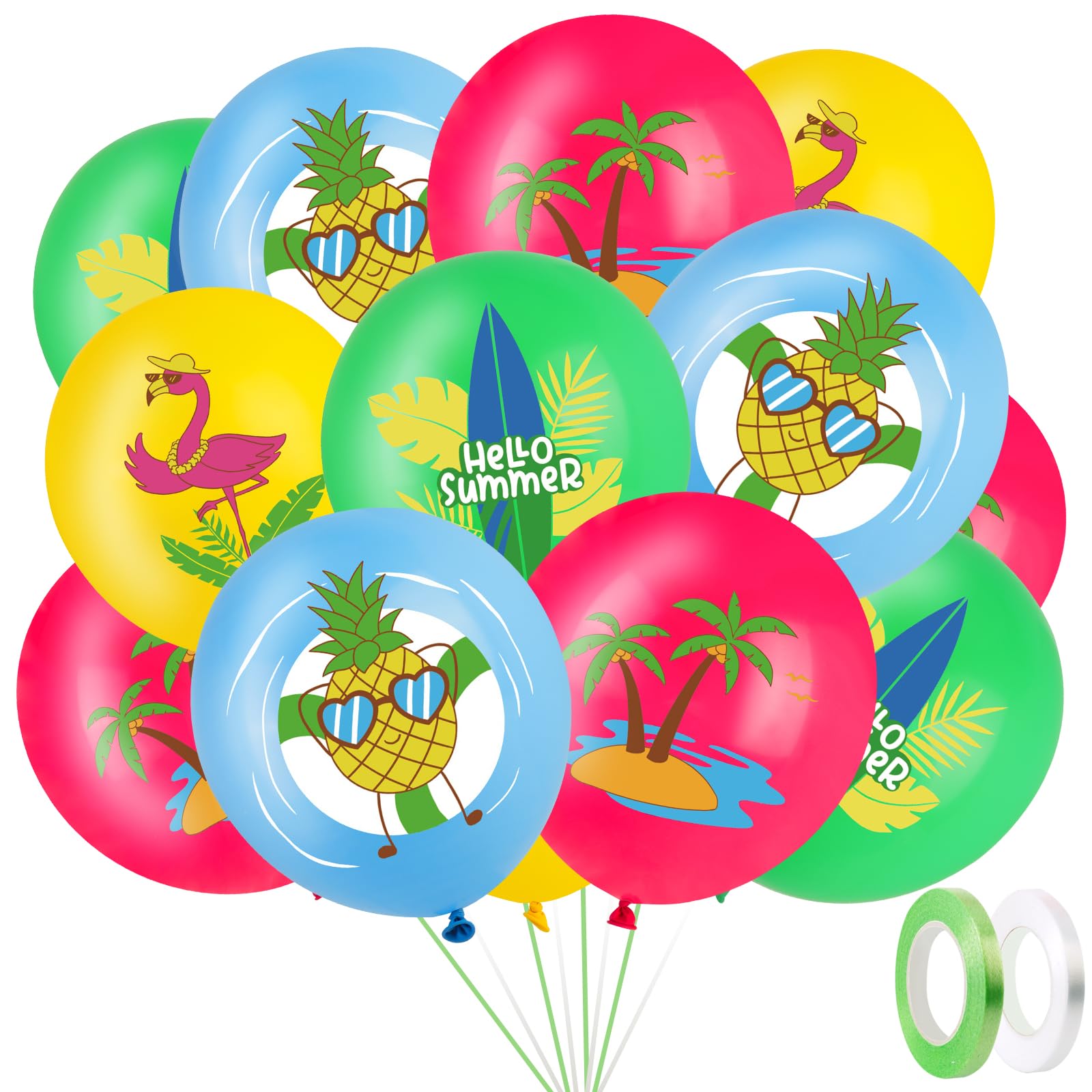 Amazon.com: PHOGARY 52 PCS Tropical Balloons for Beach Birthday Party ...