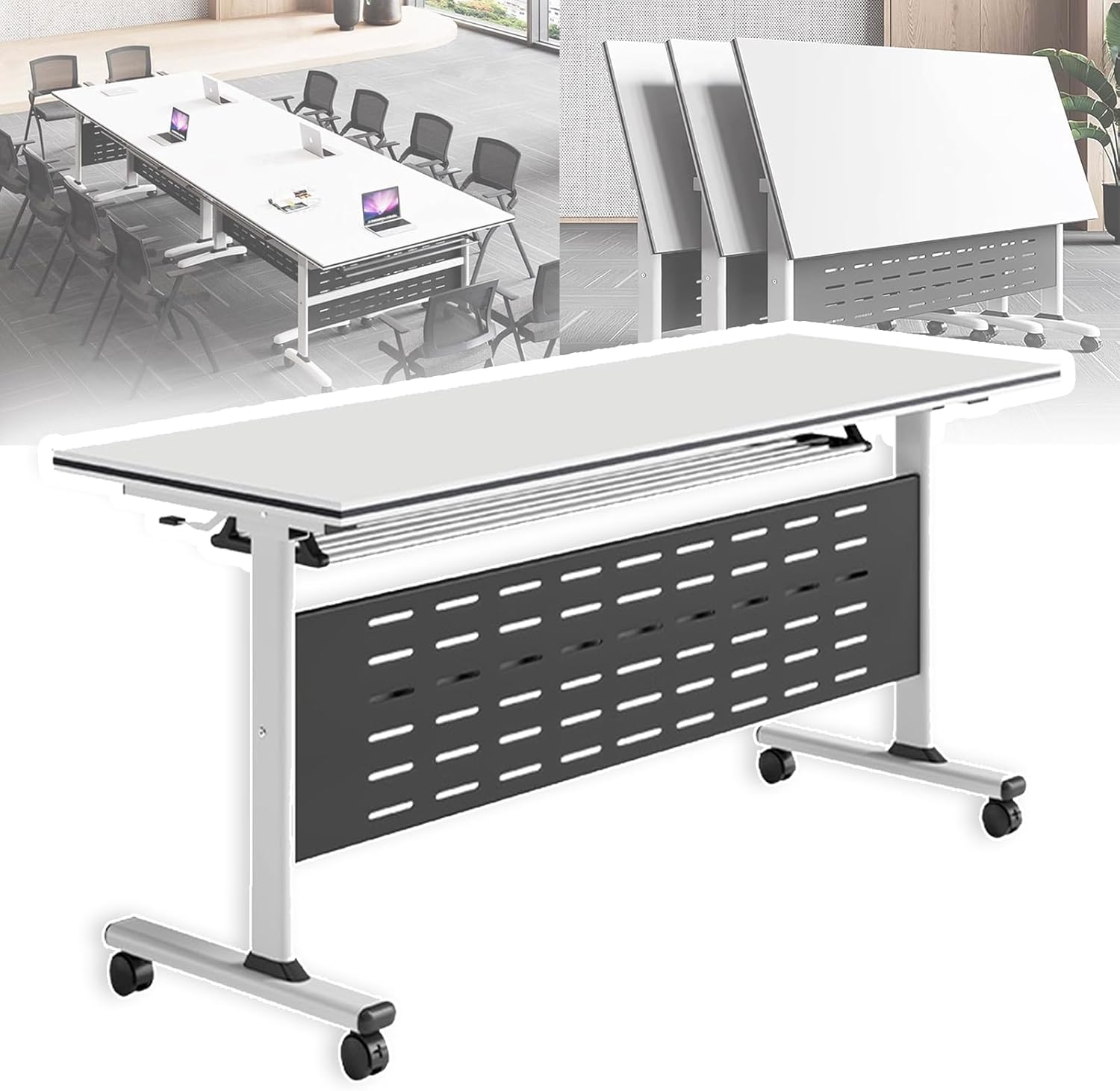Amazon.com: Folding Conference Table with Flip-Top Design, Heavy-Duty ...