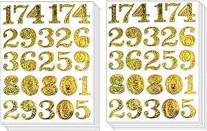 Amazon.com: Umama Stickers 10 Sheets Gold Alphabet Letter Number 0-9 ...