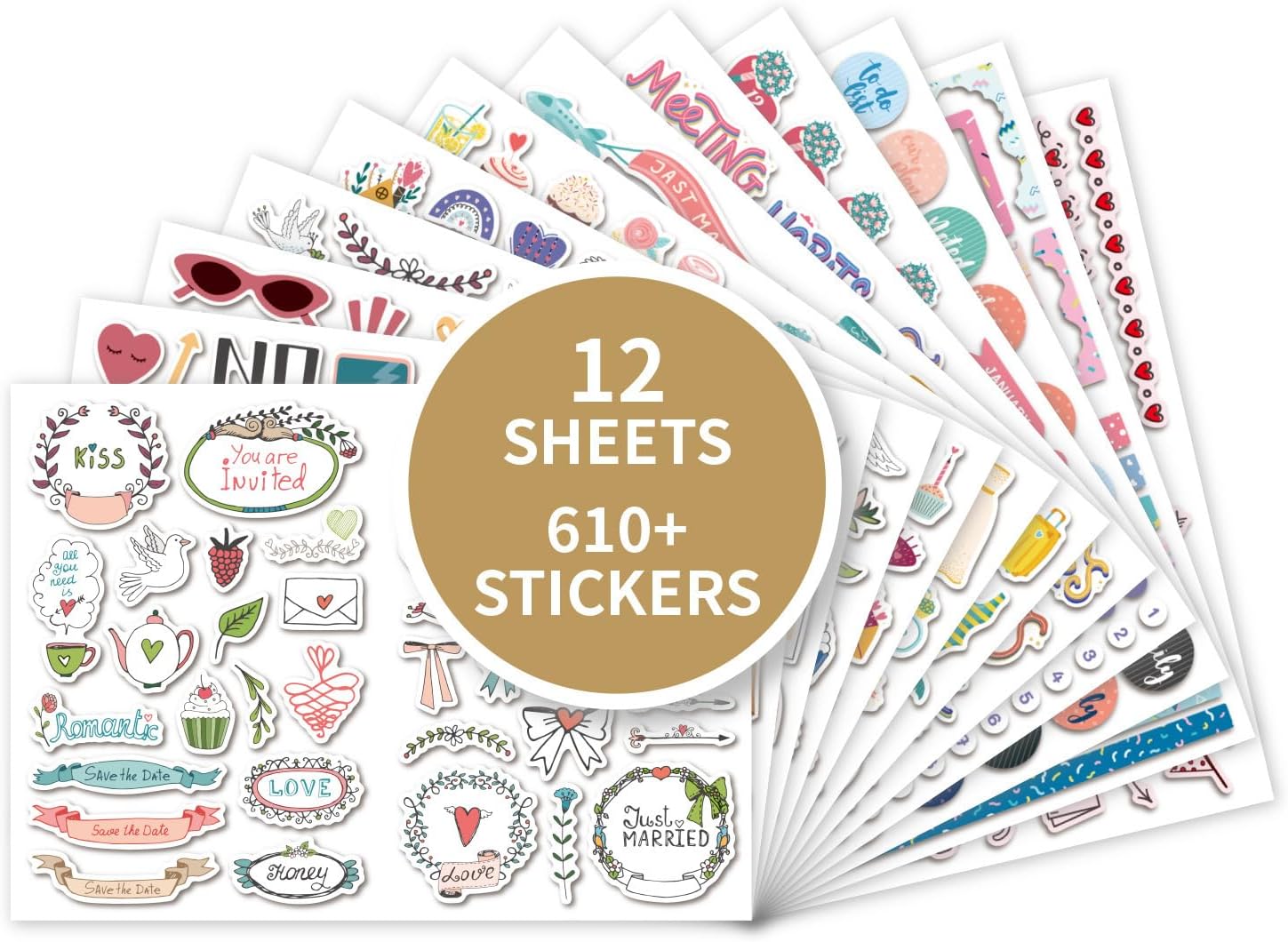 Amazon.com: 12 Sheets Wedding Planning Stickers, Bridal Shower New ...