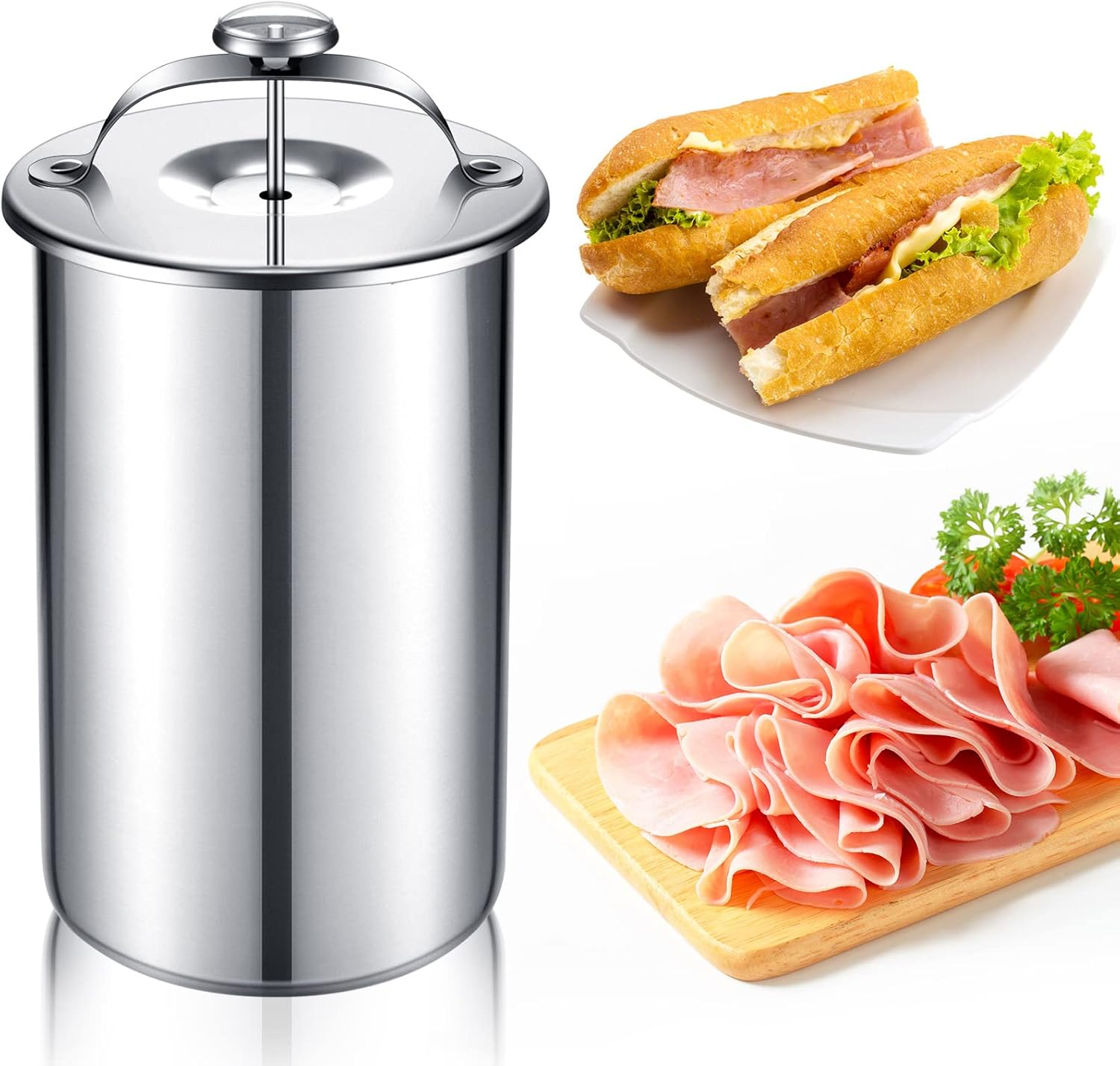 Amazon.com: Skylety 1 Piece Meat Press Maker Stainless Steel Ham Press ...