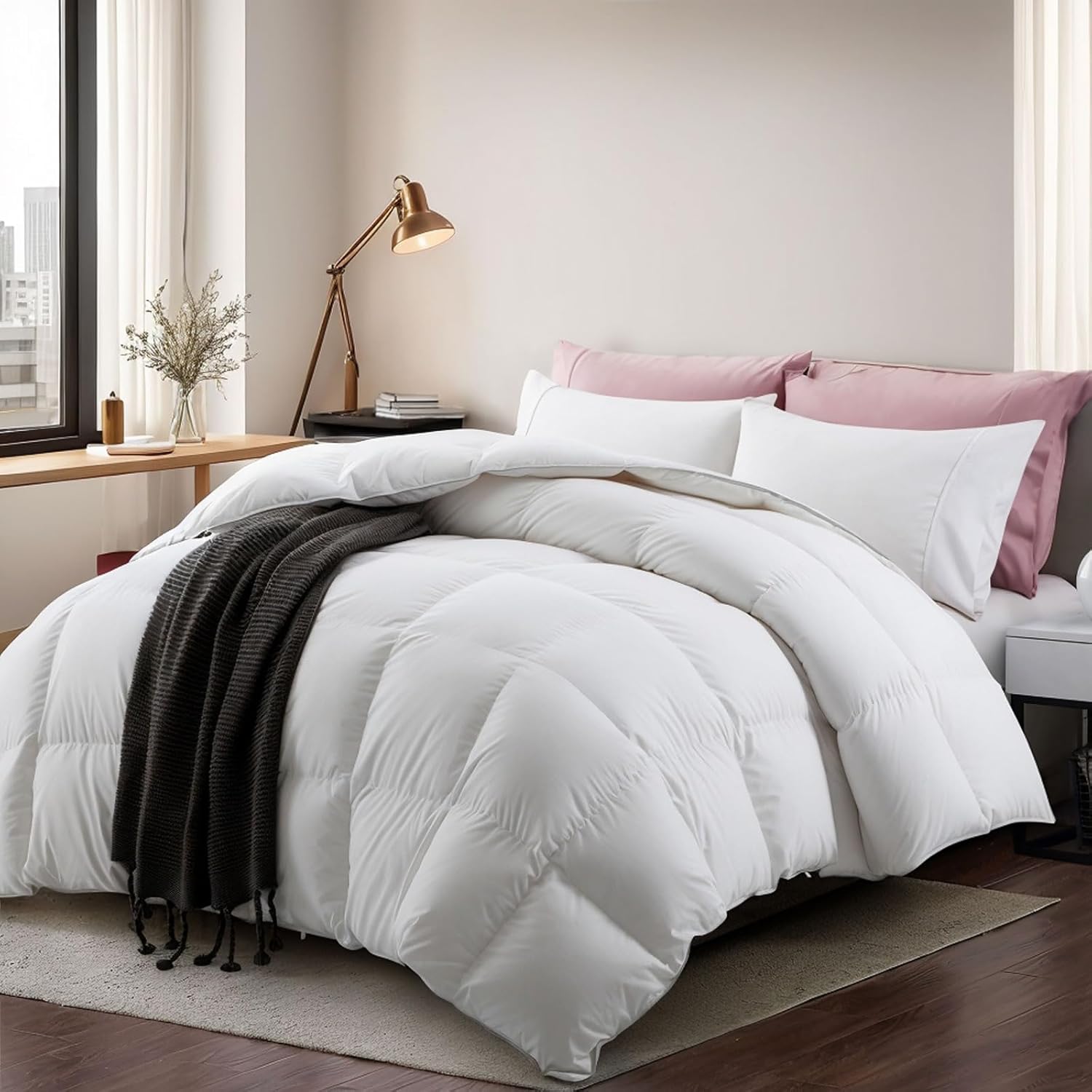 Amazon.com: Ltinhome Feathers Down Comforter Full Size, Fluffy 750 Fill ...