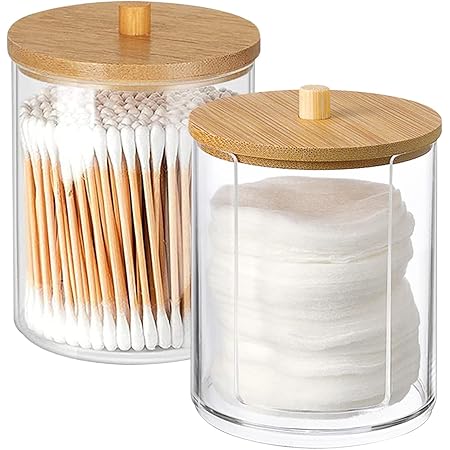 Hwtcjx 2 PCS Cotton Pad Holder, Bathroom Jars, Cotton Pad Storage, Made ...