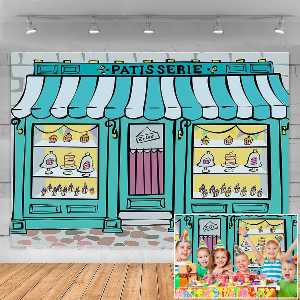 Amazon.com : Cake Shop Backdrops Bakery Sweet Cake Bar Shelves Photo ...
