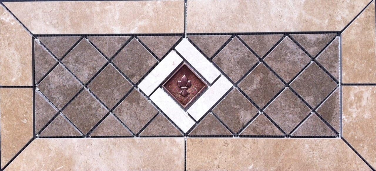 21 1/2" X 9 7/8" Daltile Affinity Tile Medallion Mosaic with Metal ...