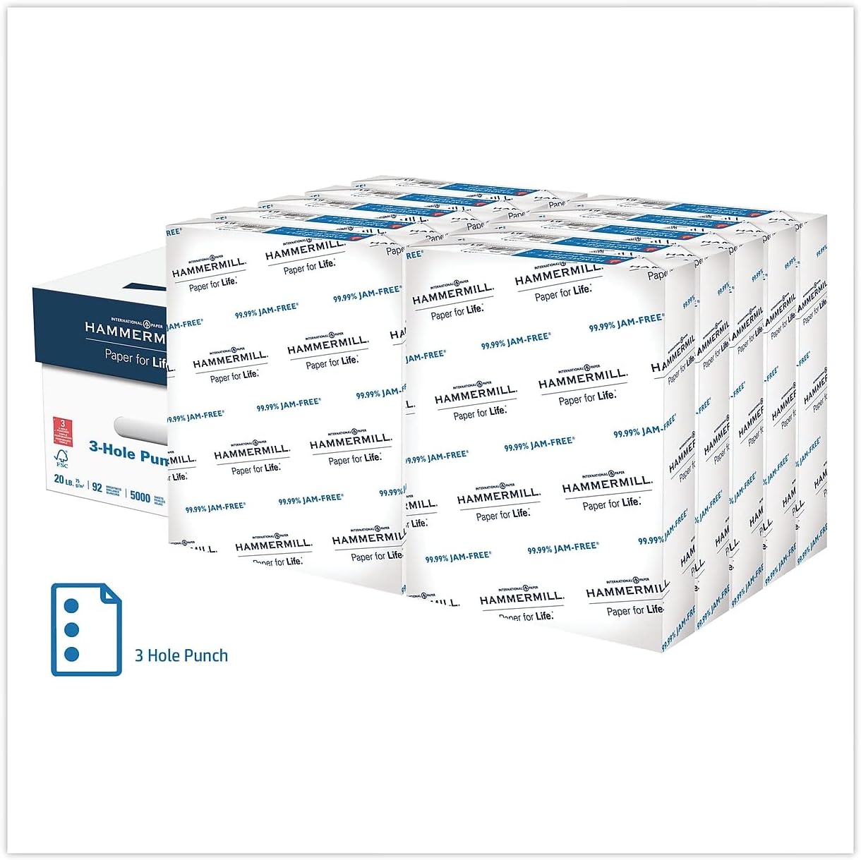 Amazon.com : Hammermill Copy Plus Print Paper, 92 Bright, 3-Hole, 20 lb ...