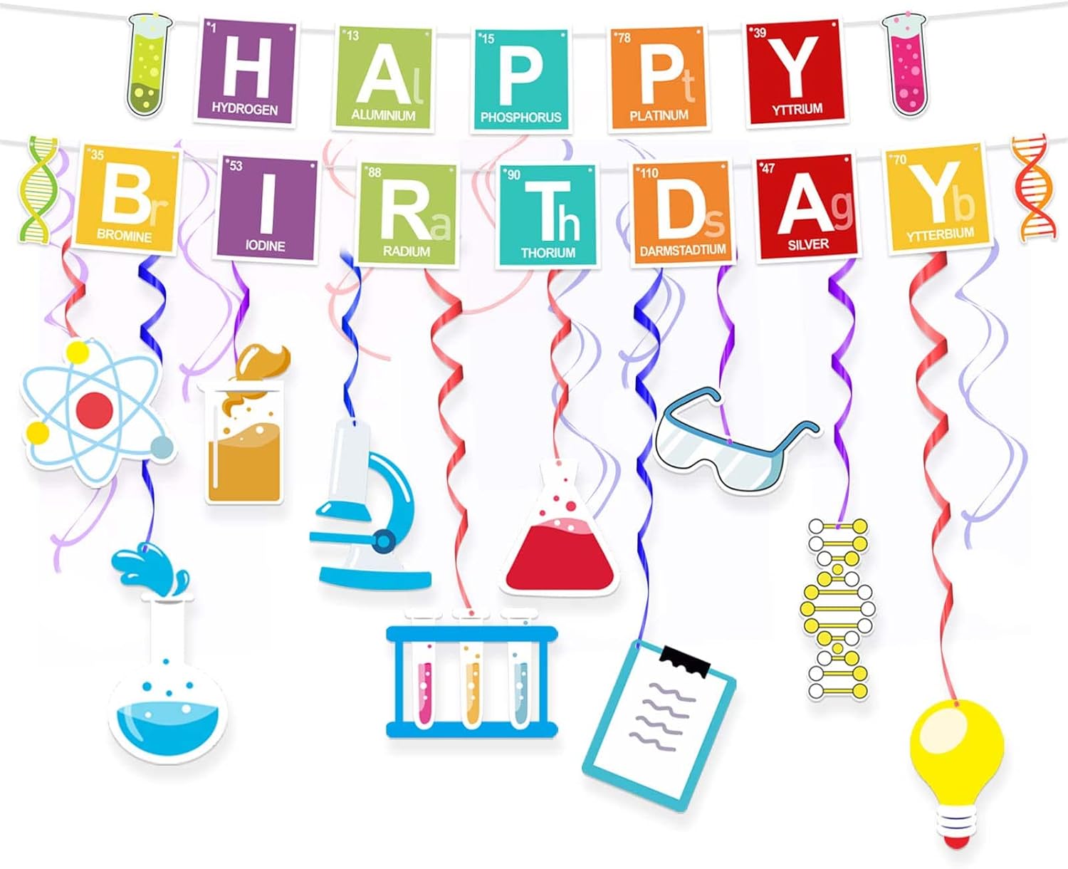 Science Happy Birthday Banner Backdrop Periodic Australia | Ubuy