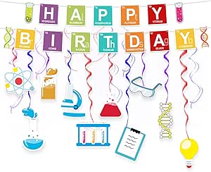 Amazon.com: Science Happy Birthday Banner Backdrop Periodic Table ...
