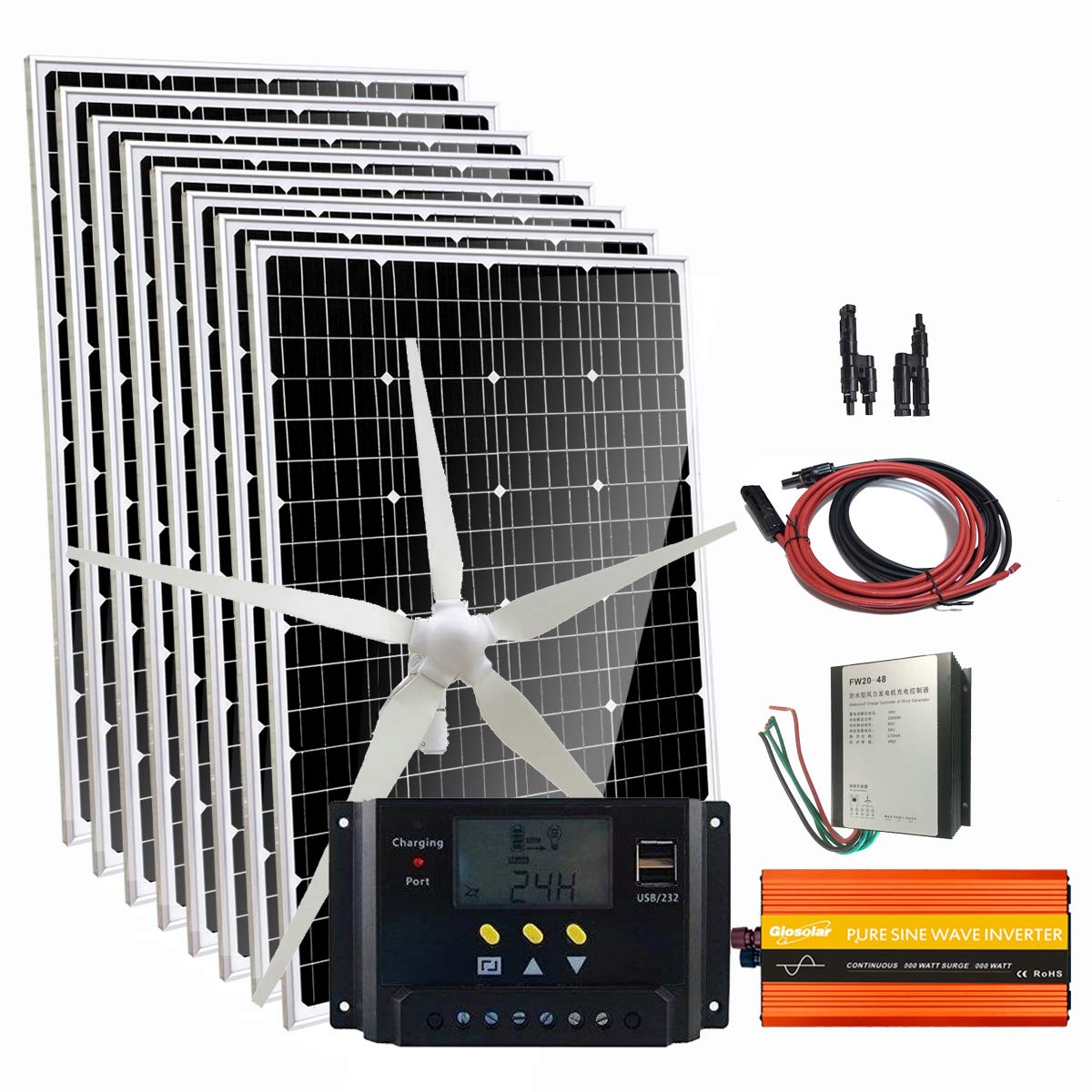 Buy 1560W Solar Wind Power Kit 48V Off Grid System :600W Wind Turbine ...