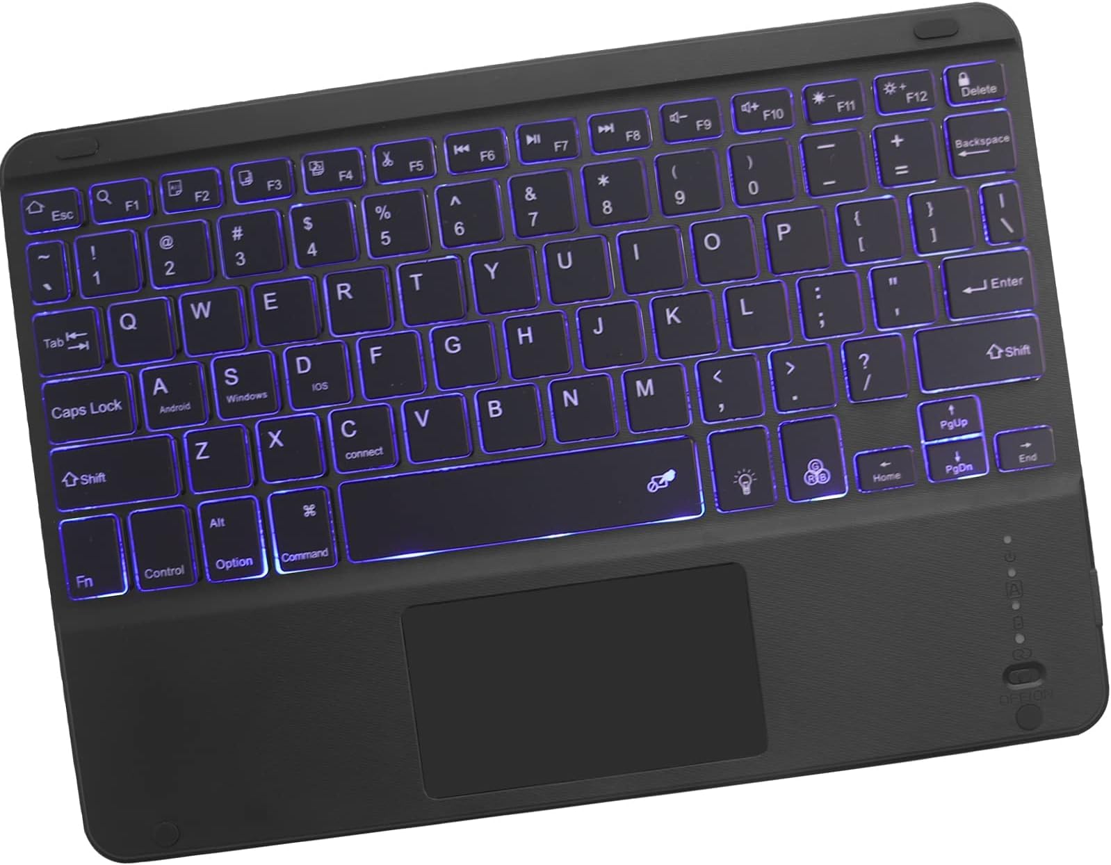 Wireless Bluetooth Keyboard with Touchpad for iPad - 7 Colors Backlit ...