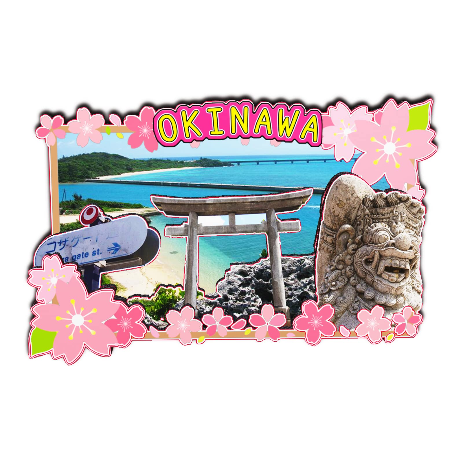 Amazon.com: Okinawa Japan Fridge Magnet 3D Classic Wooden Refrigerator ...