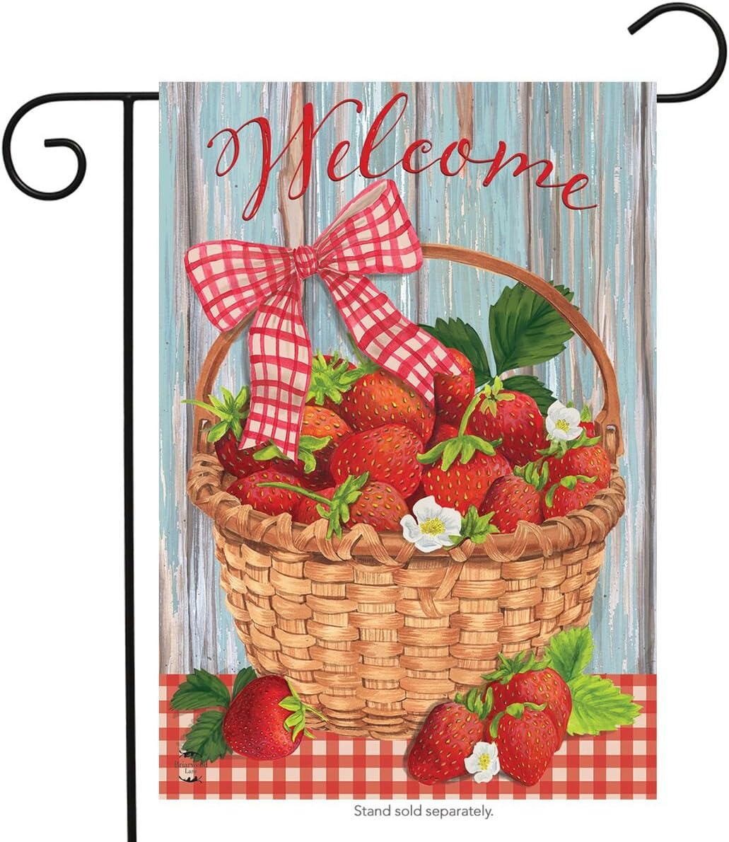 Amazon.com : WHPCT Strawberry Welcome Garden Flag,Strawberry and Wood ...