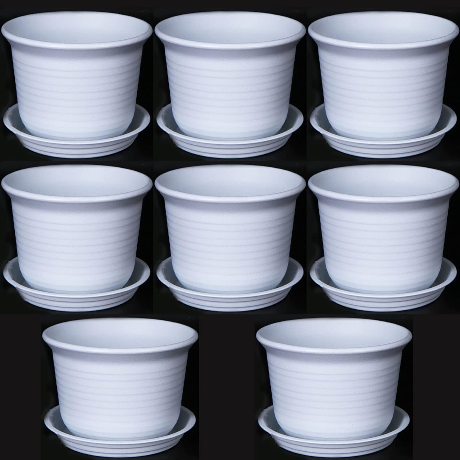 8 Pieces Plant Pots, White 6 Inch Flower Pots, Plastic Plant Pots with ...