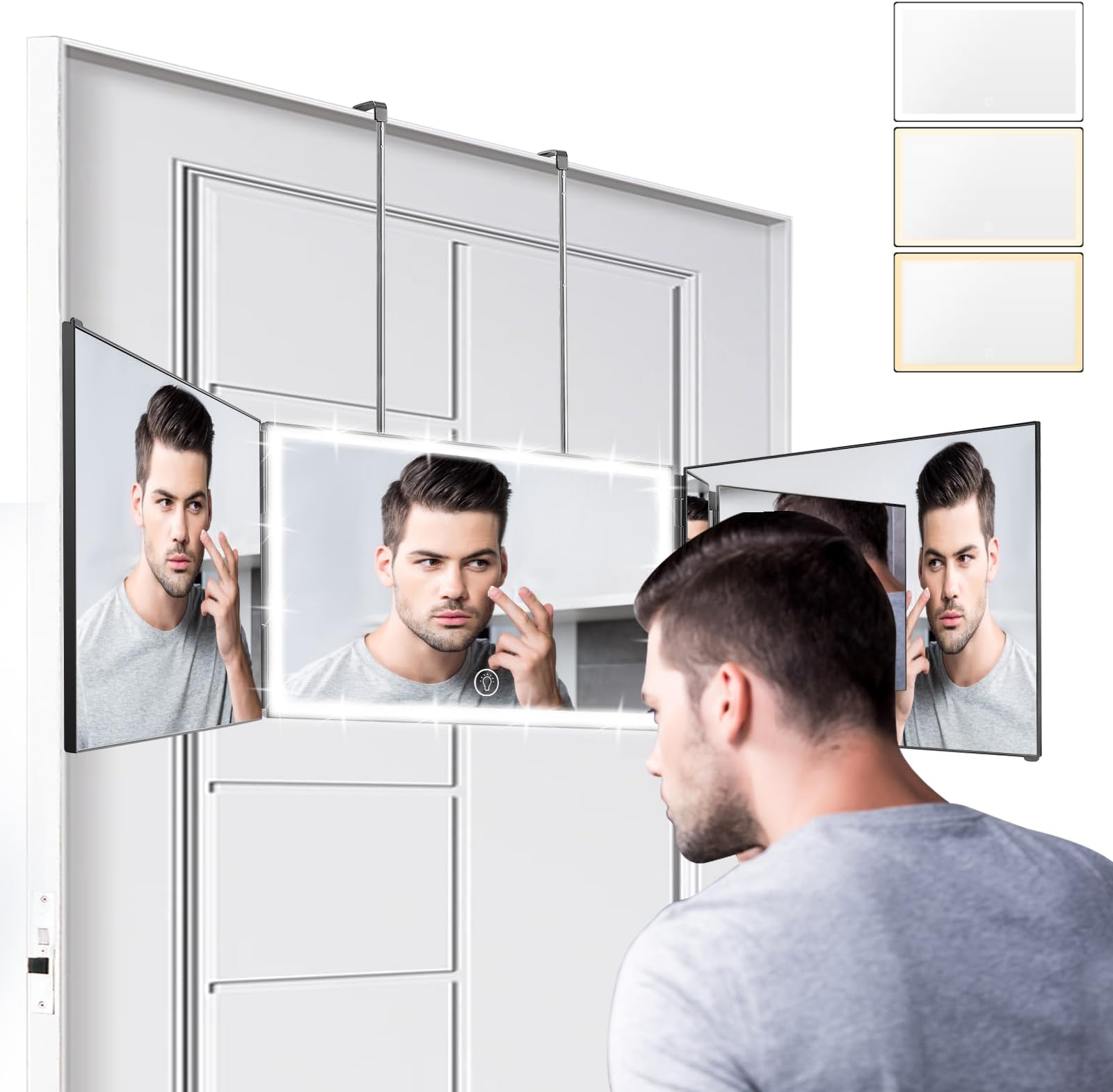 Amazon.com : Self-Cut System - 3 Way Mirror with Lights - Three Way ...