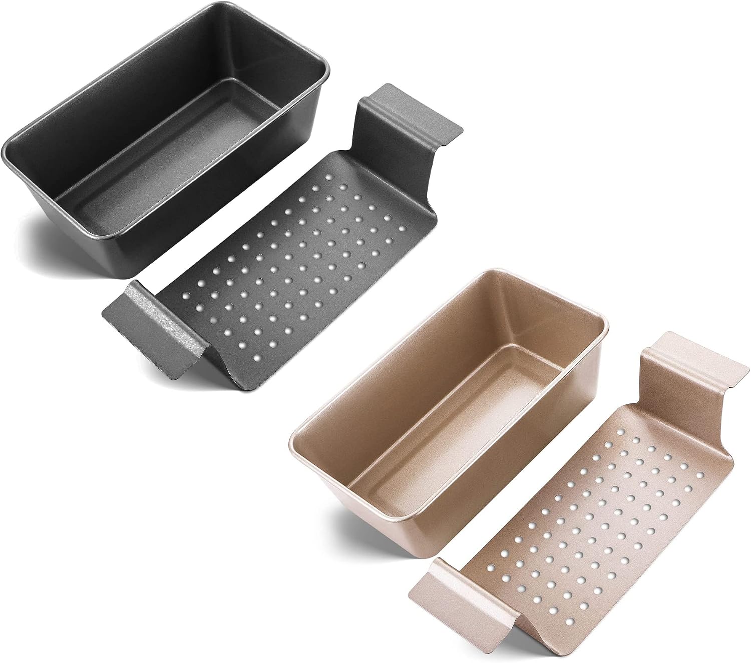Amazon.com: HONGBAKE 2 Pack Meatloaf Pan with Drain Tray, 9 x 5 Inches ...