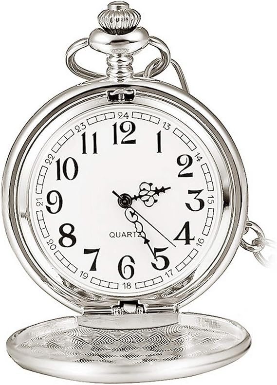 Smooth Vintage Steel Quartz Pocket Watch Classic Fob Pocket Watch with ...