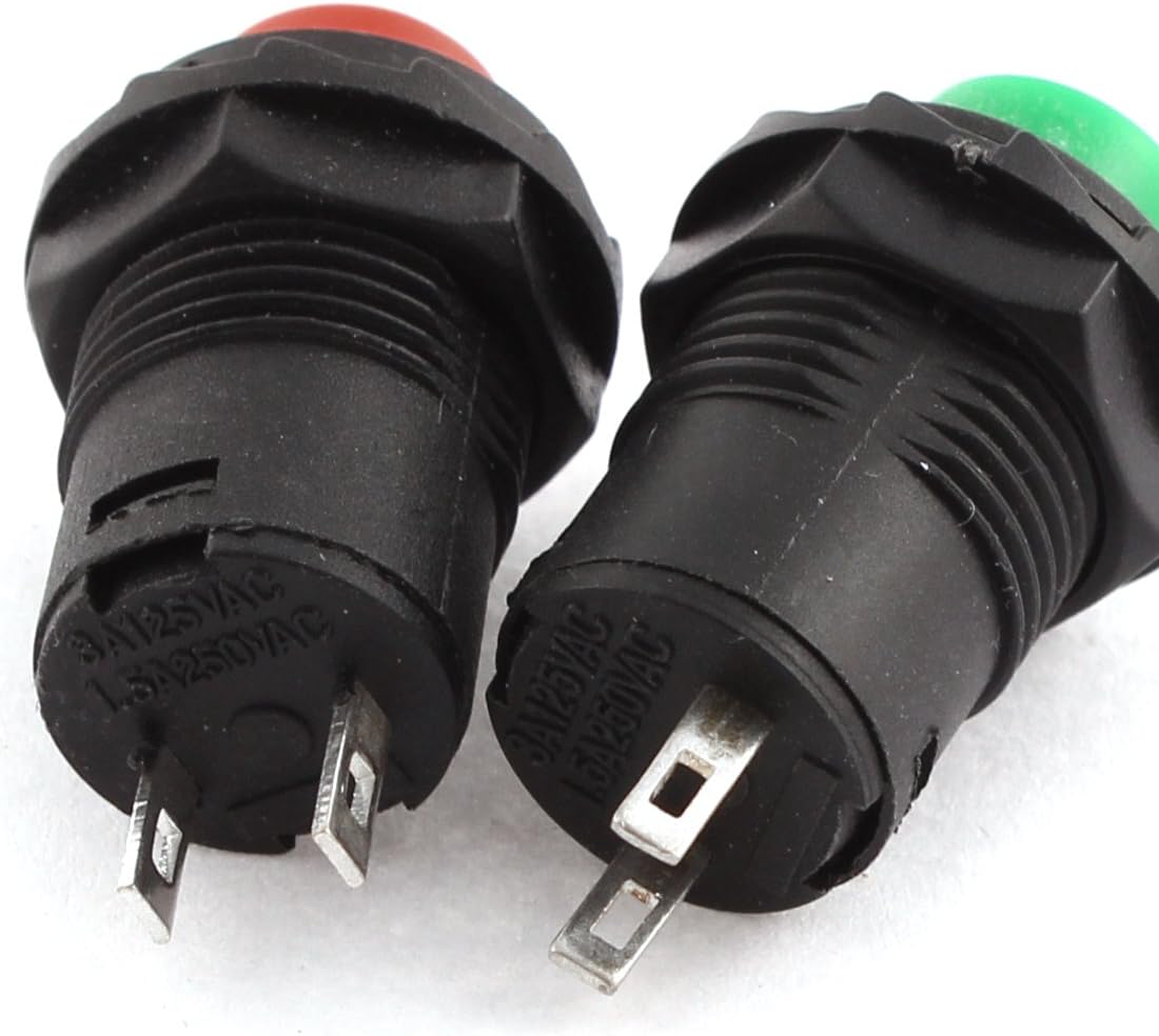 sourcingmap AC 125V/3A 250V/1.5A Latching SPST Red Green Push Button ...