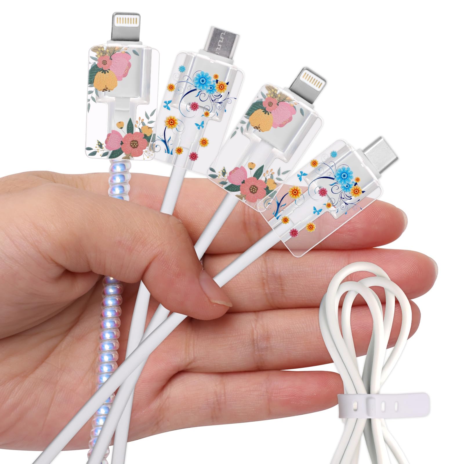 Amazon.com: Hoedia Cable Protector for iPhone Charger, Flower Cord ...