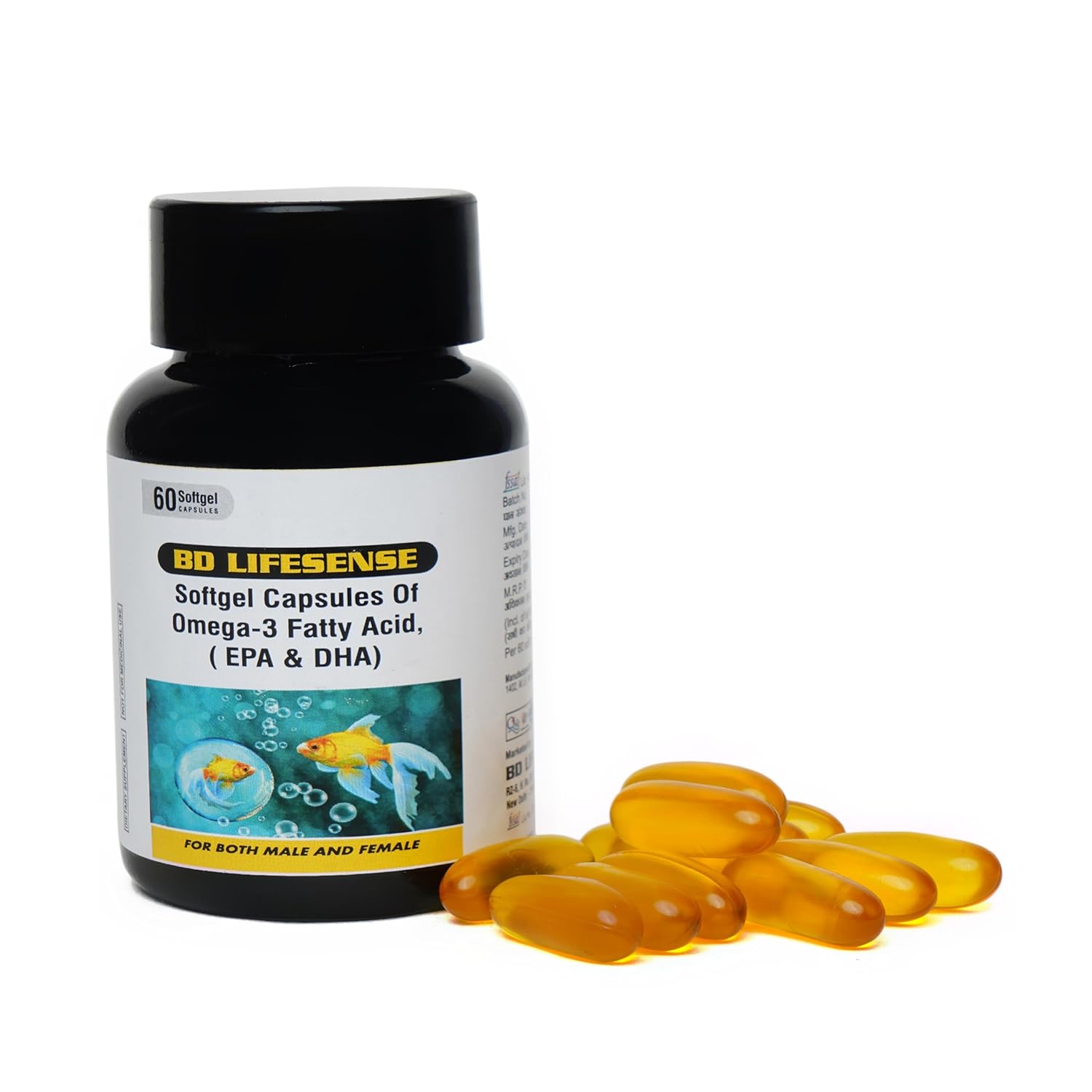 BD LIFESENSE Omega 3 Fish Oil 1000 Mg Fatty Acid Capsules | 60 Softgels ...