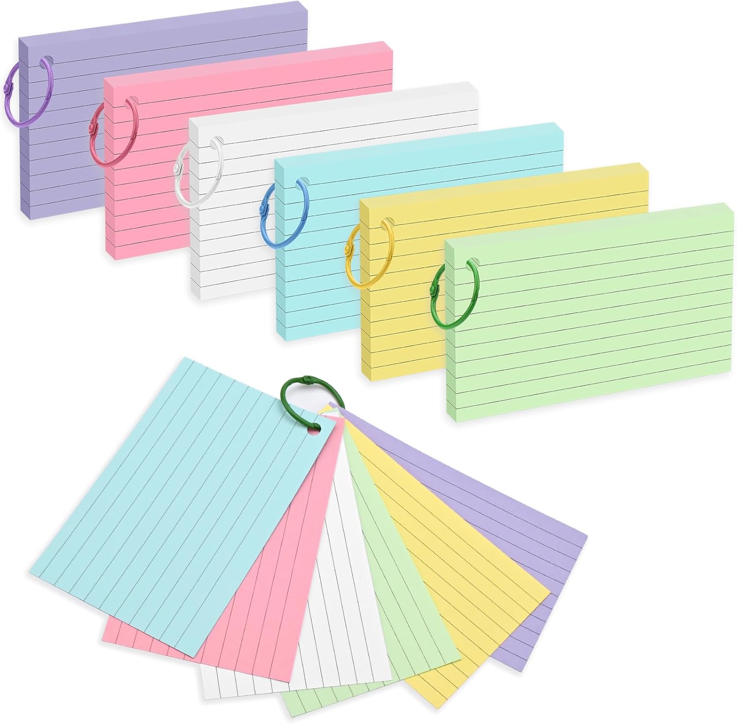 Amazon.com : BAYTORY 300-Piece Colored Index Cards, Notecards 3x5 Lined ...