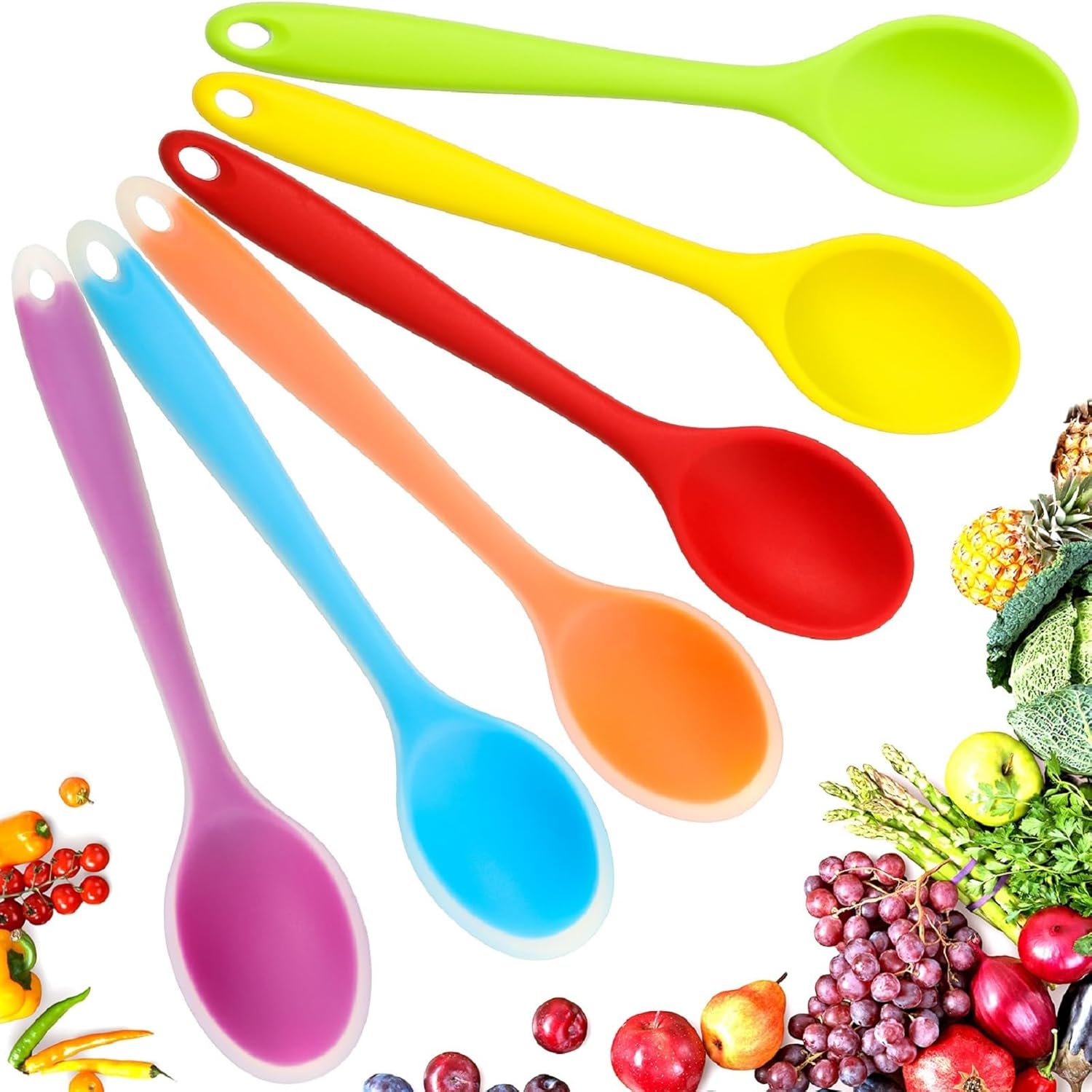 Amazon.com: Boao 6 Pieces Small Multicolored Silicone Mixing Spoons ...