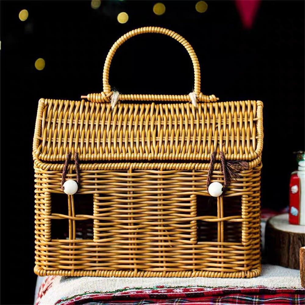 Amazon.com: House-Shaped Wicker Basket with Lid - Handwoven Rattan ...