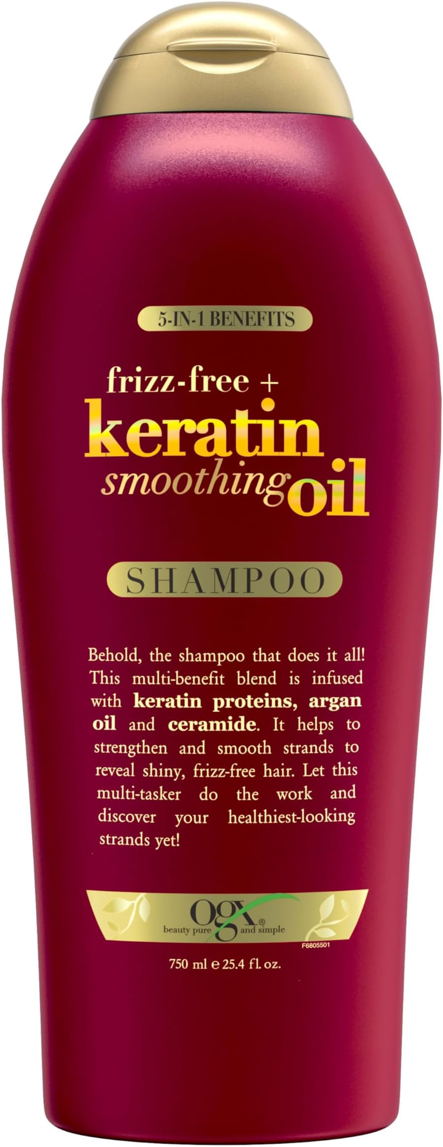 Amazon.com : OGX Frizz-Free + Keratin Smoothing Oil Shampoo, 25.4 fl oz ...