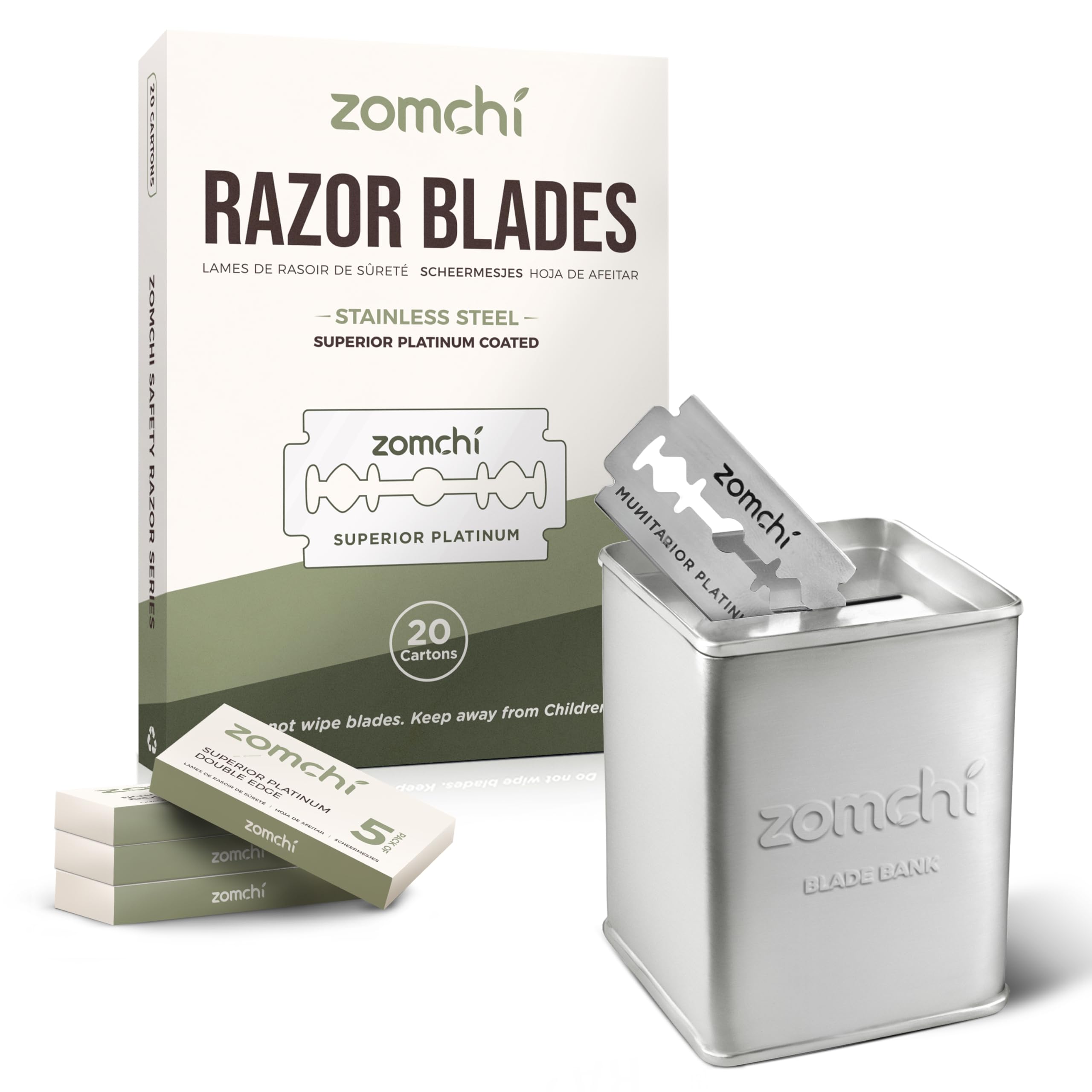 Amazon.com: Razor Blade Bank with 100 Counts Safety Razor Blades ...