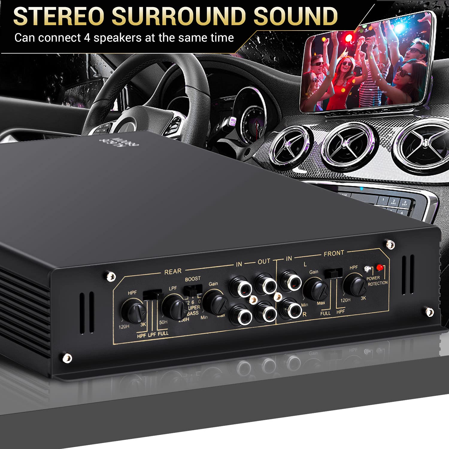 Buy Facmogu KL628 1600W(RMS) Car Power Amplifier, 6800W(Max) 4 CH High ...