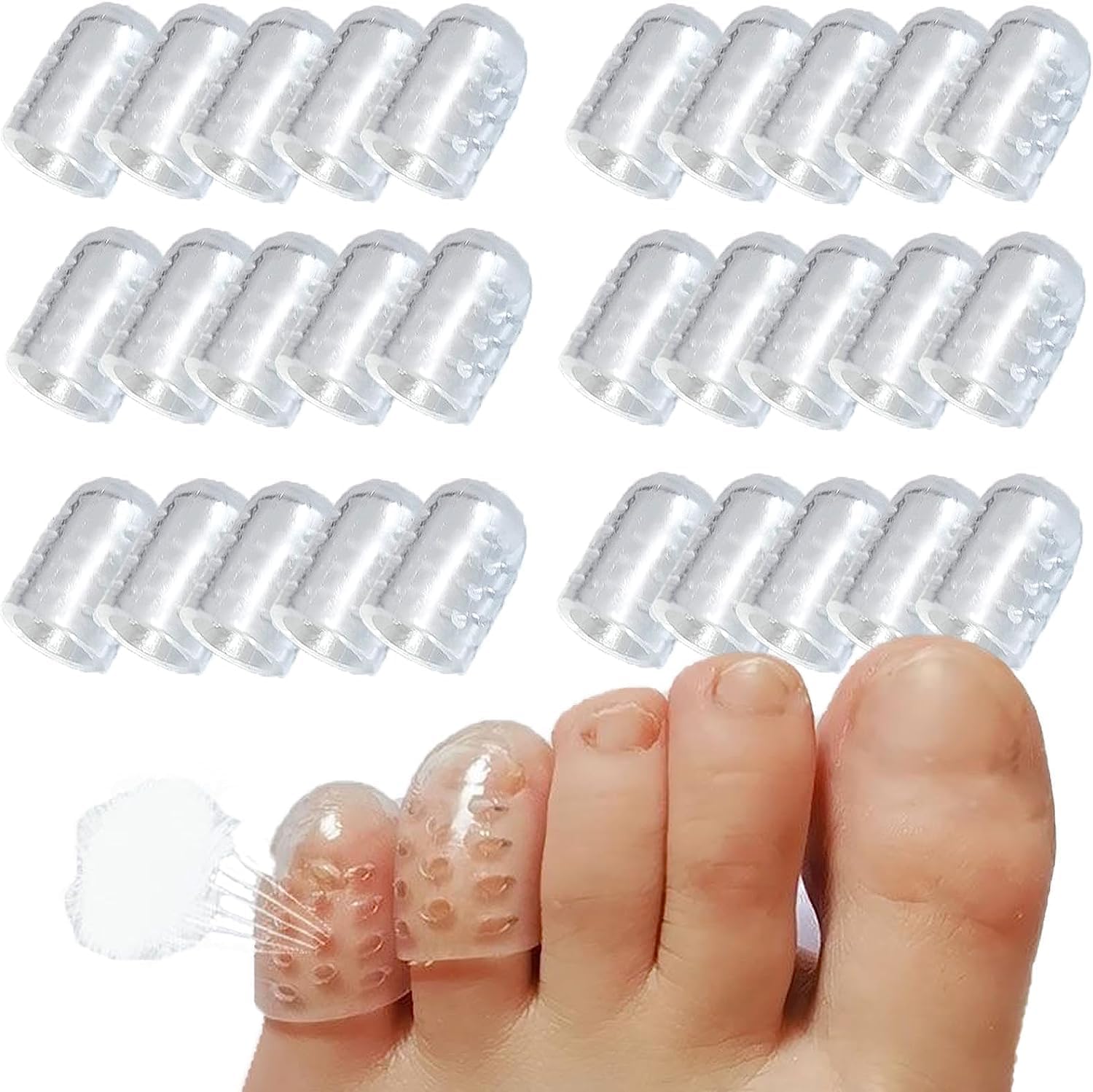 30Pcs Silicone Anti-Friction Toe Protector,Breathable Gel Toe Cap ...