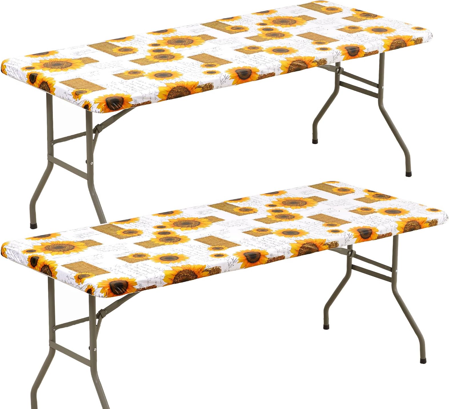 Amazon.com: QALFKAD Rustic Daisy Flower Spring Fitted Rectangle Table ...