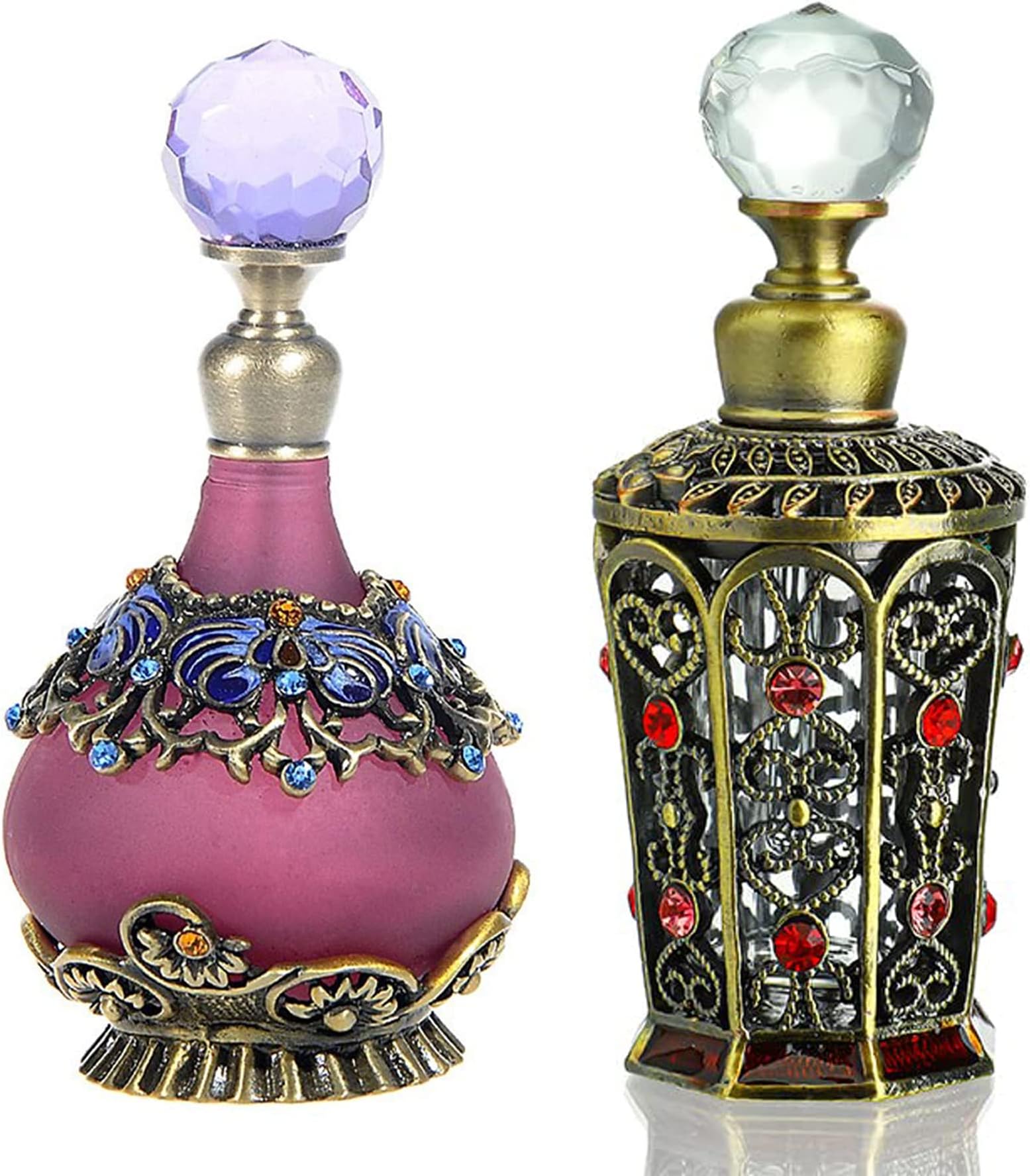 Amazon.com: YU FENG 25MLPurple Glass Perfume Bottles and 10ML Vintage ...