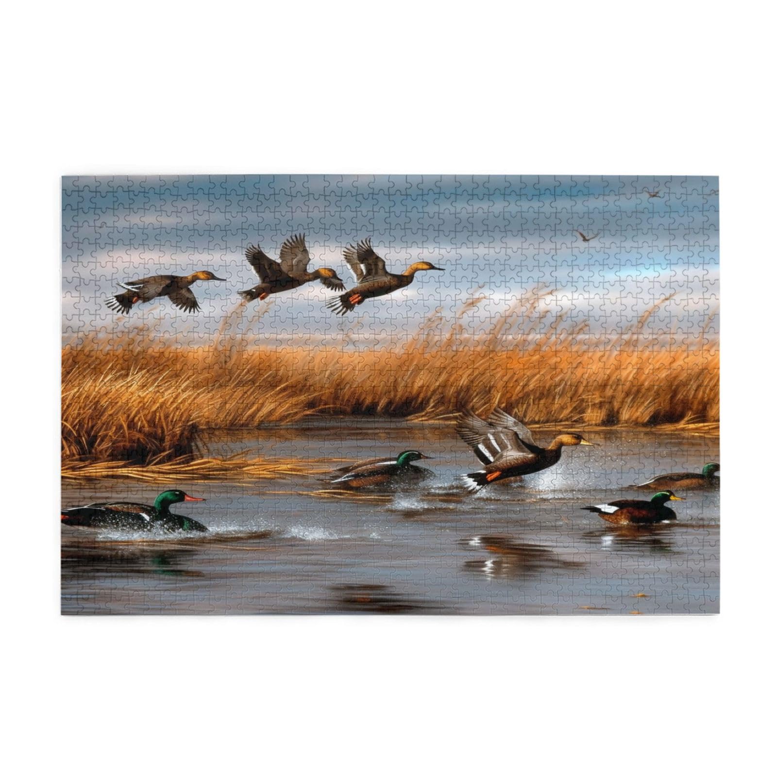 Amazon.com: Hunting Flying Wild Duck 2 Printed Classic Puzzle 1000 ...