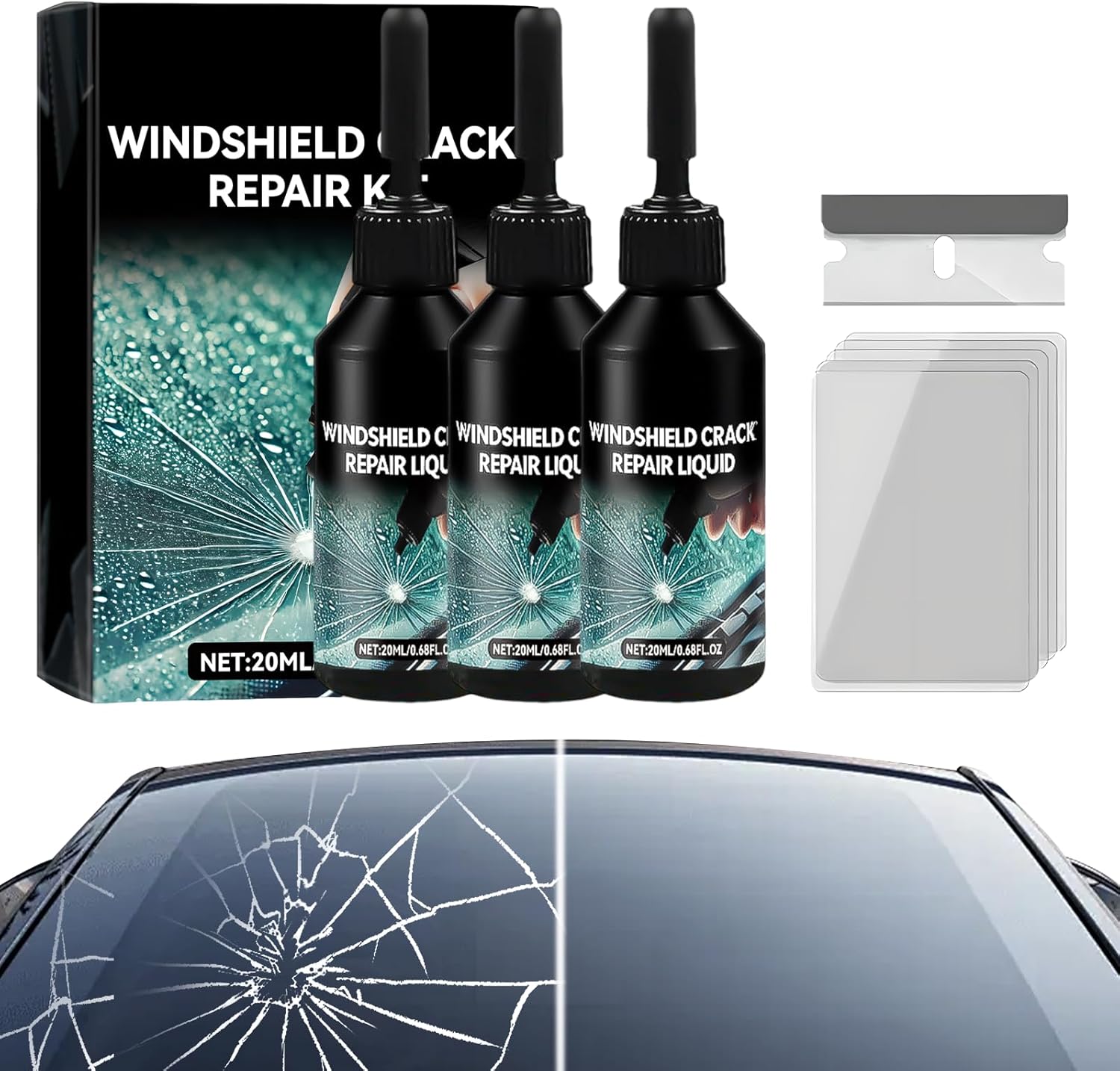 Amazon.com: Upgrade Cracks Gone Glass Repair Kit, Glass Cracks Repair ...