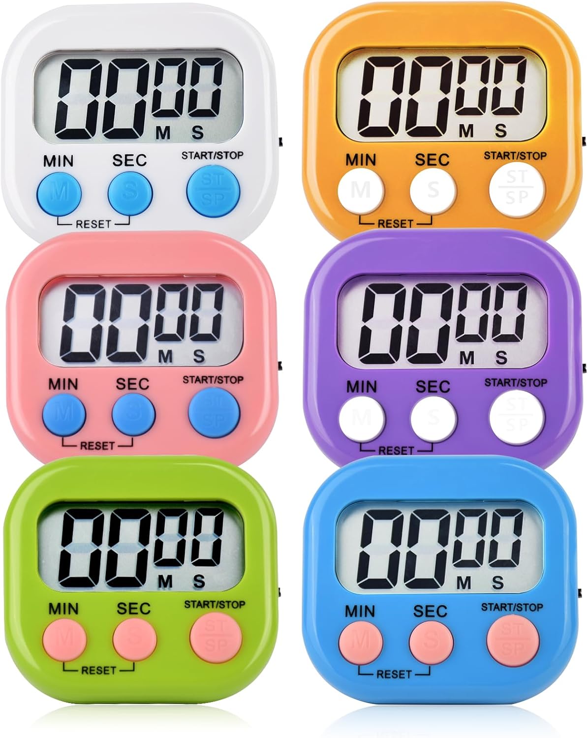Amazon.com: 6 Pack Digital Kitchen Timer Magnetic Digital Timer with ...